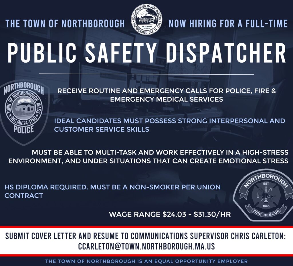 We are hiring for a Public Safety Dispatcher – Northborough Police ...
